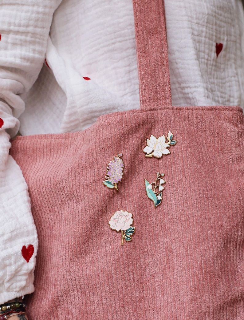 Pins Rosa Flower Flower Enamel Lapel Pin Enamel Pins Gold - Etsy