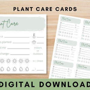 Green Plant Care Cards DIGITAL DOWNLOAD Printable Plant Cards Plant ...