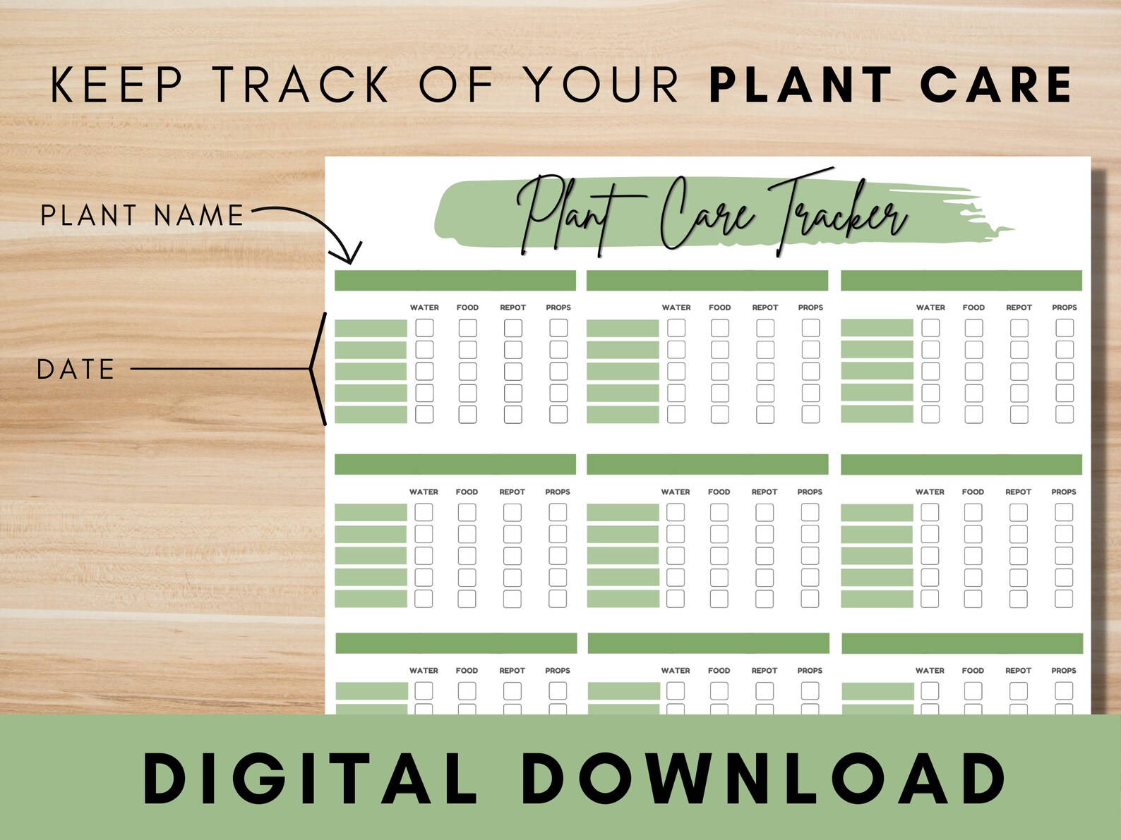Plant Care Tracker | DIGITAL DOWNLOAD | Printable Plant Chart | Plant ...