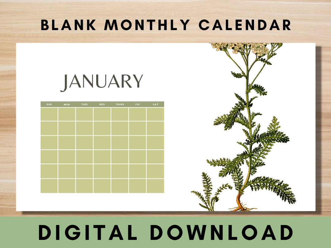 Plant Printable Calendar | DIGITAL DOWNLOAD | Printable Plant Calendar ...