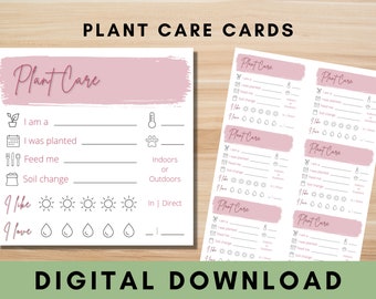Green Plant Care Cards | DIGITAL DOWNLOAD | Printable Plant Cards ...