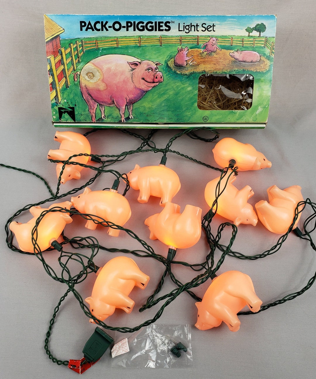 Vintage Pack O Piggies Light Set String Lights 10 Pigs Kids - Etsy