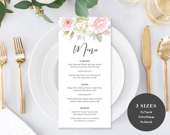 Menu size table | Etsy