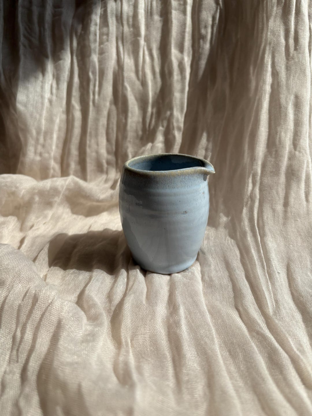 Sky Blue Ceramic Milk Jug, 120ml Milk Bottle, Small Creamer, Handleless ...