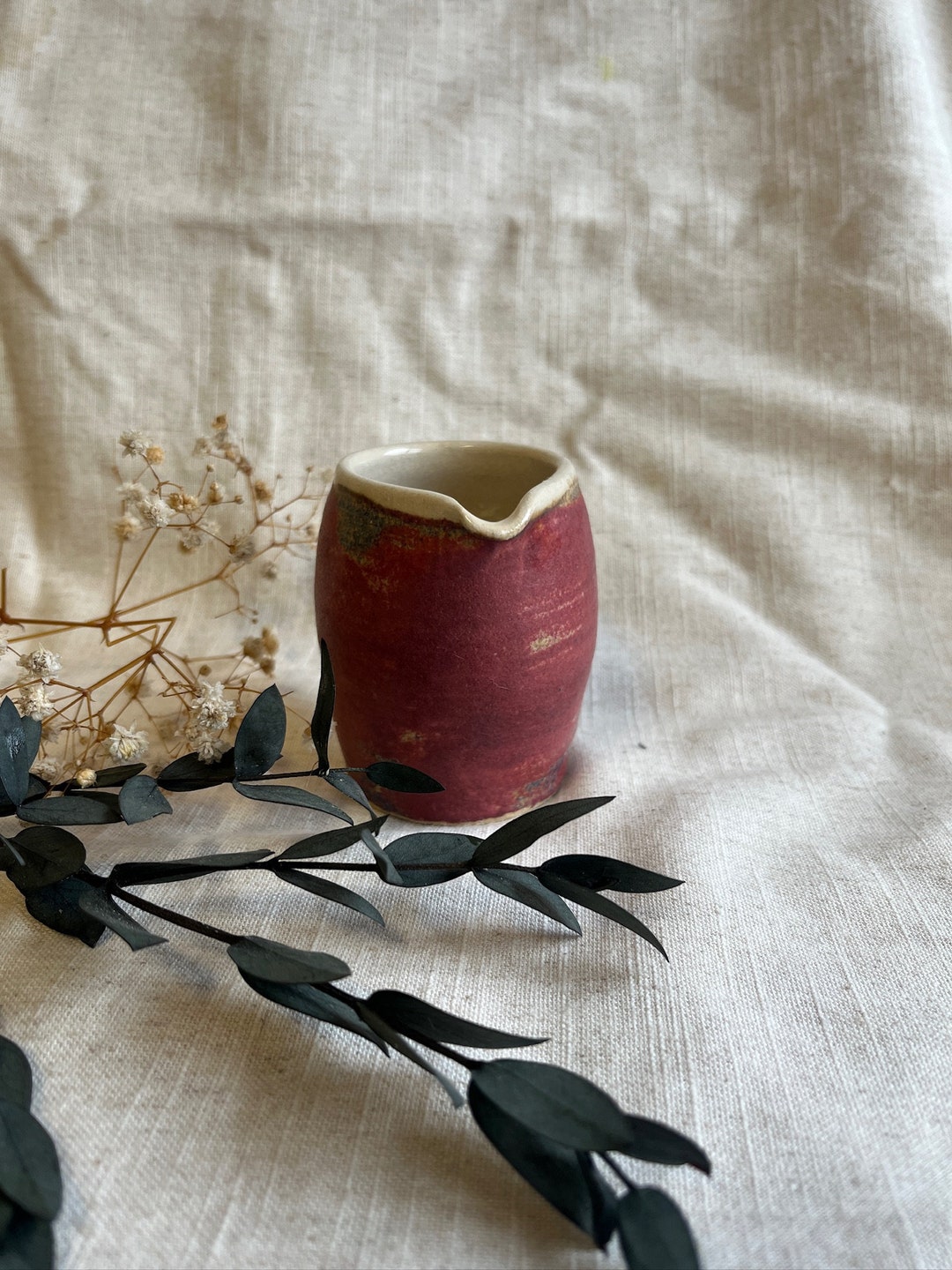 Dark Pink Ceramic Milk Jug, 120ml Milk Bottle, Small Creamer ...
