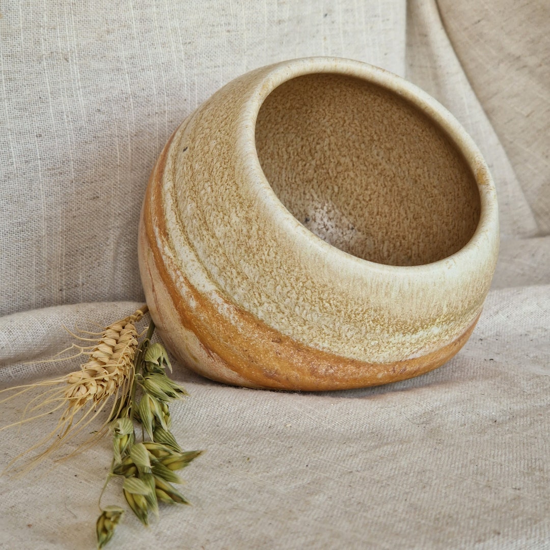NEW DUNES Ceramic Salt Pig, Beach Salt Cellar, Peach Ceramic Kitchen ...