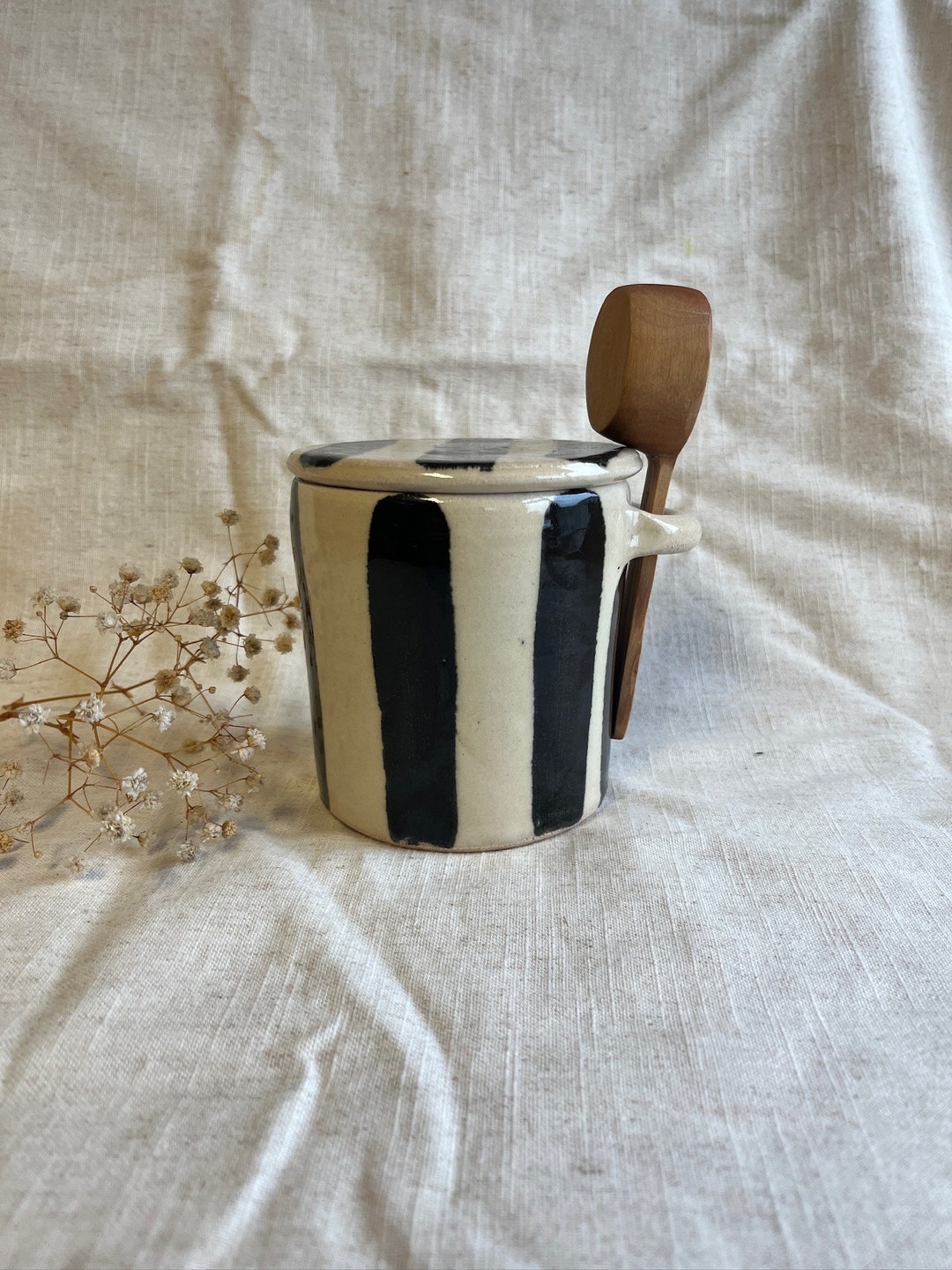 NEW Stripe Canister, Kitchen Container With Spoon, Coffee Jar, Sugar ...