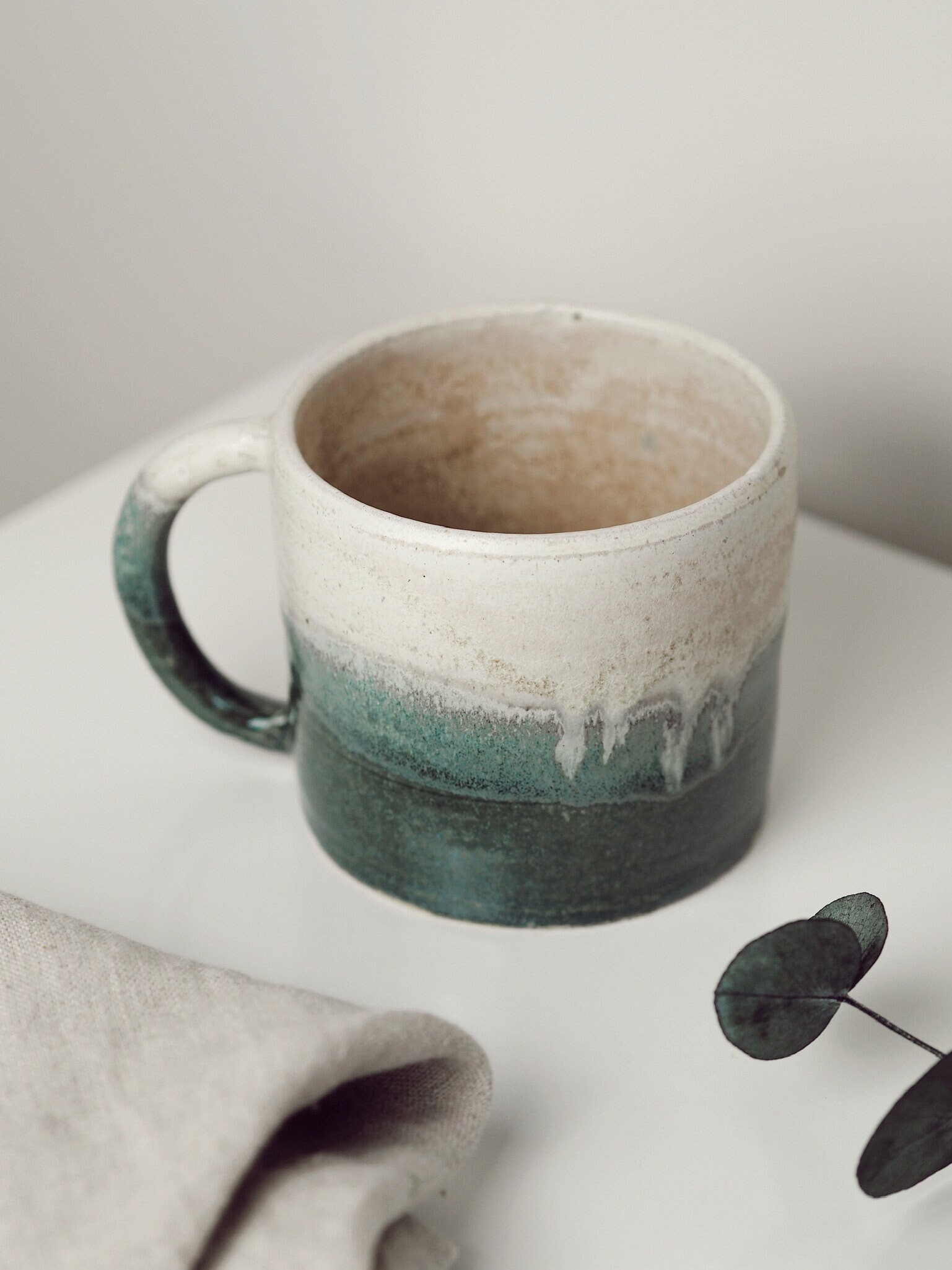 Mountain Ceramic Mug Cream Glazed Cup 300ml Green Mugs - Etsy