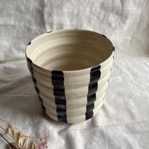Stripe Bubble Ceramic Planter, Handmade Glazed, Black and White Plant ...
