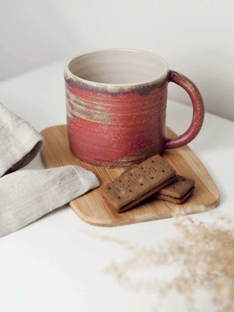 Handmade Ceramic Mug Pink Blue Cup 400ml Pink Mugs Unique - Etsy