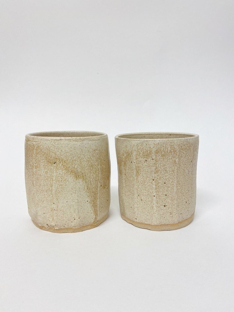 Handmade Ceramic Beaker Cream Glazed Cup Hand Carved Clay - Etsy
