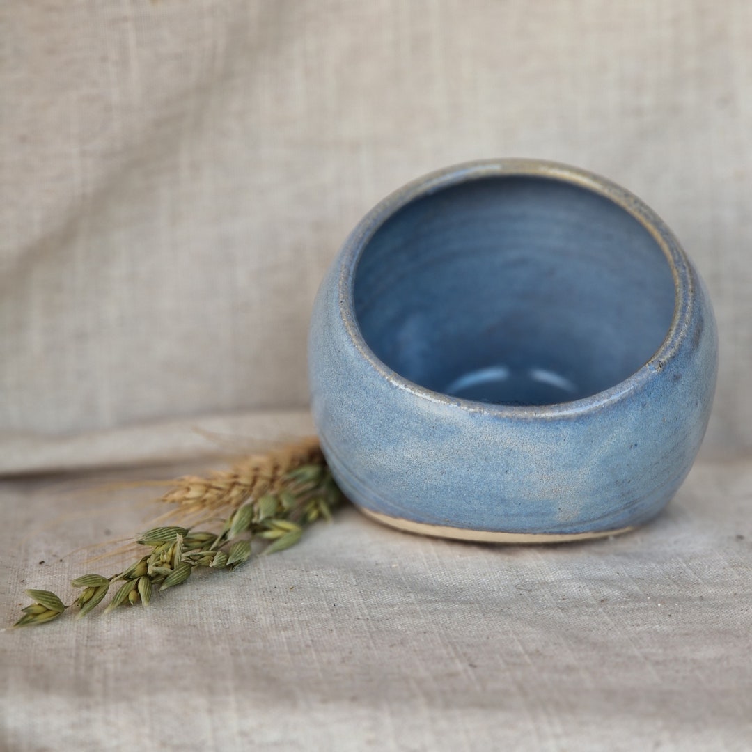 Sky Blue Salt Pig, Blue Salt Cellar, Rock Salt Container, Handmade ...
