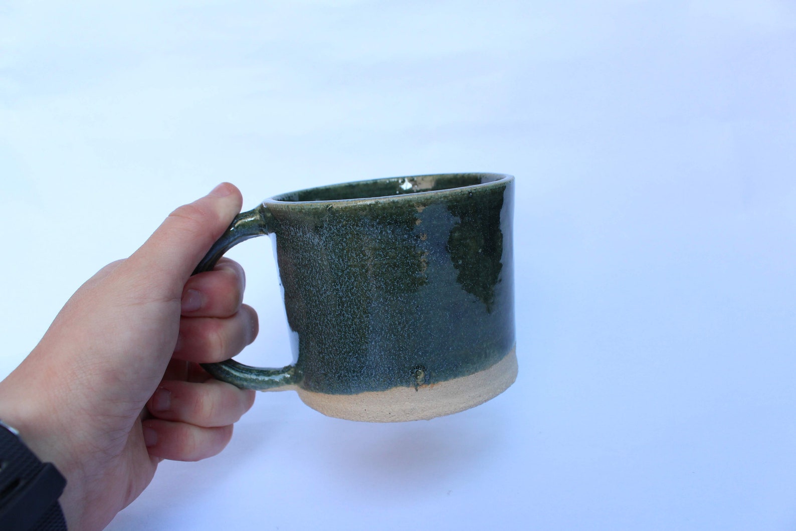 Handmade ceramic mug Deep Green cup 400ml green mugs unique | Etsy