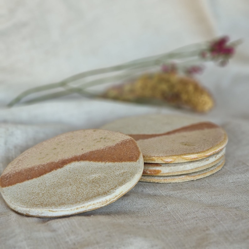 NEW Dunes Set of Coasters, Handmade Ceramic Coaster, Circle Drink ...