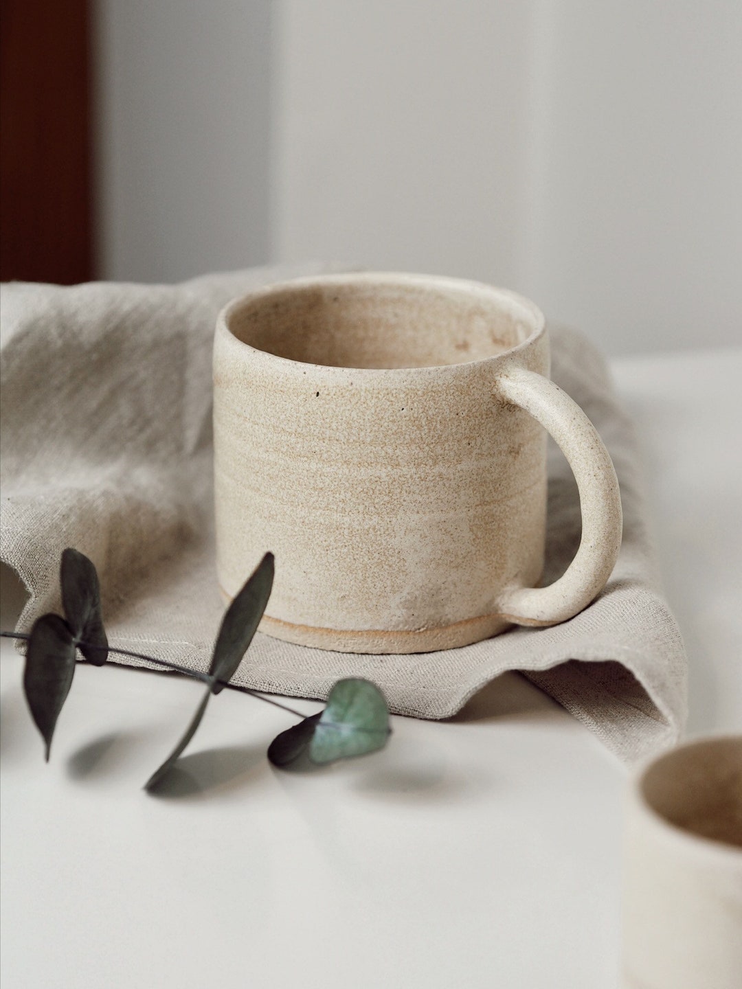 Handmade Ceramic Mug, Cream Glazed Cup, 300ml Cream Mugs, Unique ...