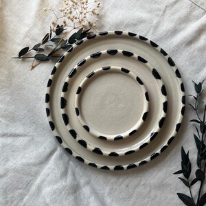 Stripe Ceramic Plates, Handmade Lunch Plate , Unique White Dining ...