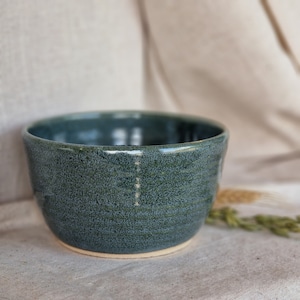Green Ceramic Bowl, Handmade Glazed Dish, Green Stoneware Kitchenware ...