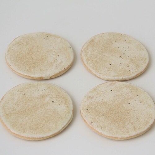 Cream Set of Coasters Handmade Ceramic Coaster Circle Drink - Etsy