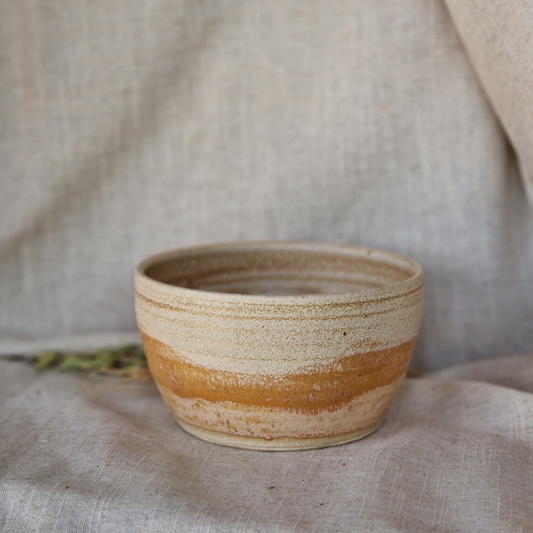 DUNES Bowl, Handmade Ceramic Pudding Bowl, Cream Stoneware Kitchenware ...