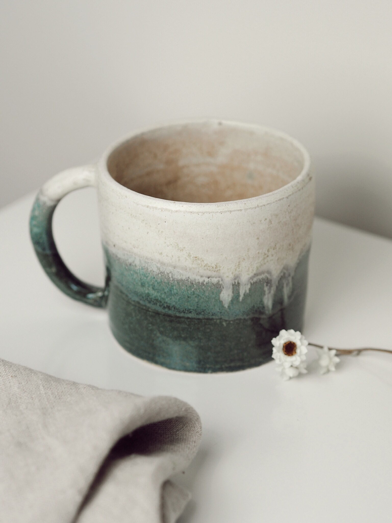 Mountain Ceramic Mug Cream Glazed Cup 300ml Green Mugs - Etsy