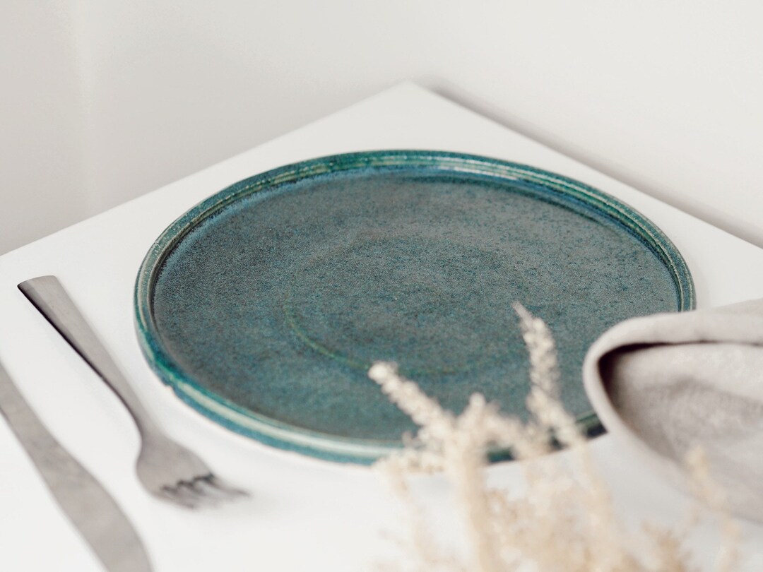 Thrown Ceramic Plates Handmade Lunch Plate Unique Green - Etsy