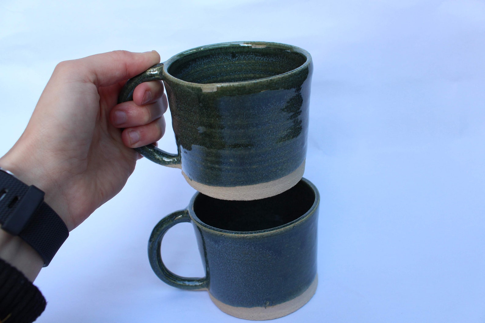 Handmade ceramic mug Deep Green cup 400ml green mugs unique | Etsy