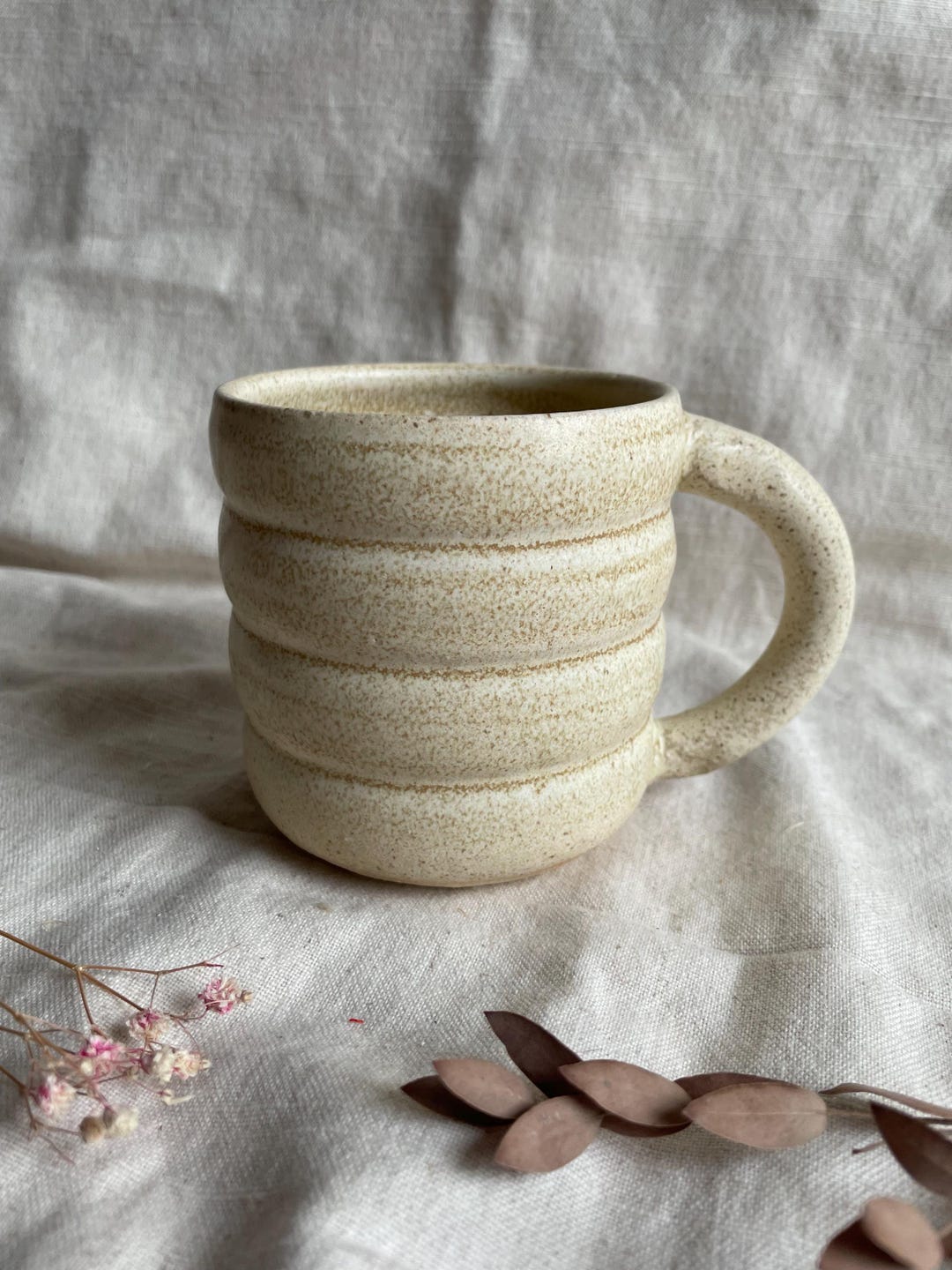 Cream Ceramic Bubble Mug, 350ml Cream Handmade Mug, Unique British Gift ...