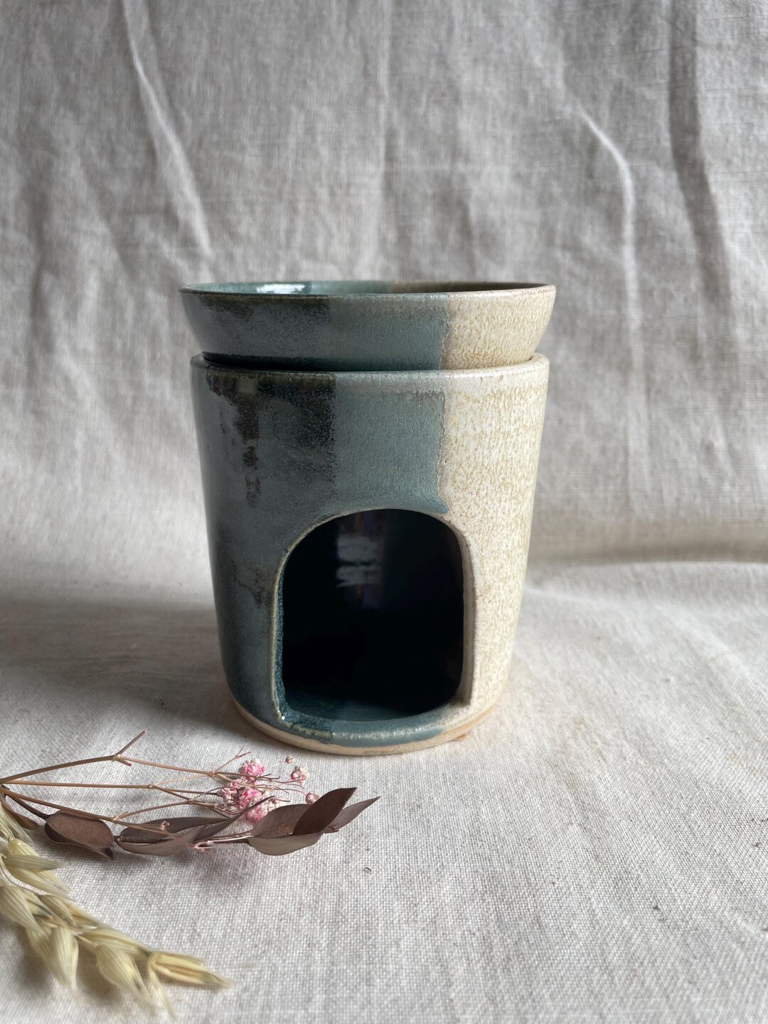 Mountains Ceramic Wax Burner, Ceramic Oil Burner, Handmade Ocean Pot ...