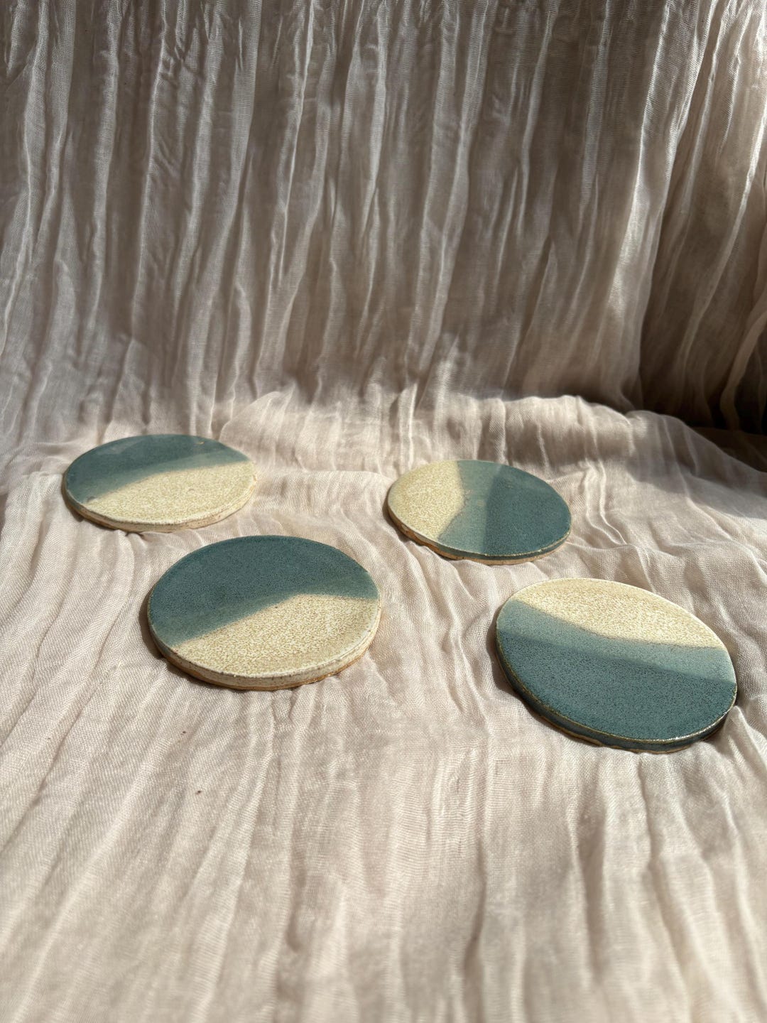 Mountains Set of Coasters, Handmade Ceramic Coaster, Circle Drink ...