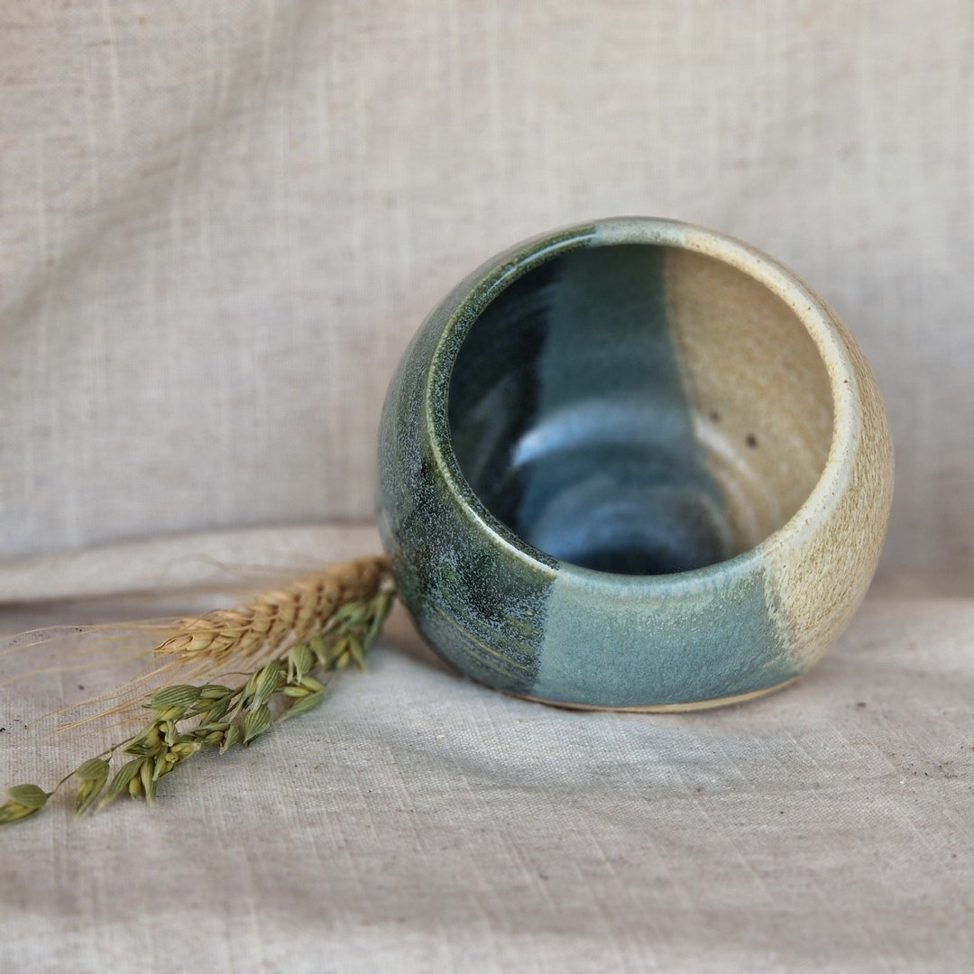 Mountains Salt Pig, Green and Cream Salt Cellar, Rock Salt Container ...