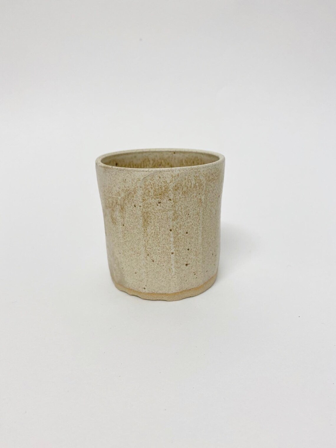 Handmade ceramic beaker Cream glazed cup hand carved clay | Etsy