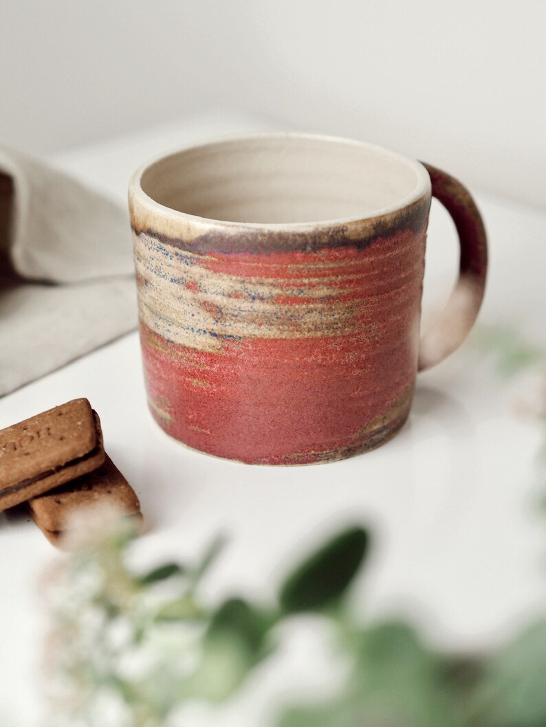 Handmade Ceramic Mug Pink Blue Cup 400ml Pink Mugs Unique - Etsy