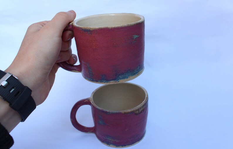 Handmade ceramic mug Pink Blue cup 400ml Pink mugs unique | Etsy