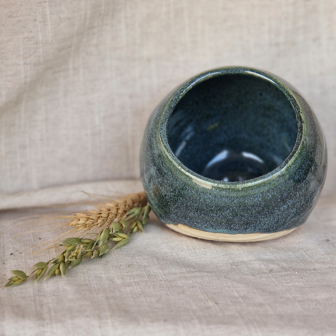 Green Salt Pig, Green Salt Cellar, Rock Salt Container, Handmade ...