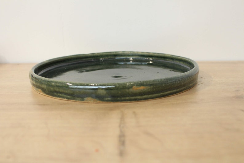 Thrown Ceramic plates handmade lunch plate unique green | Etsy