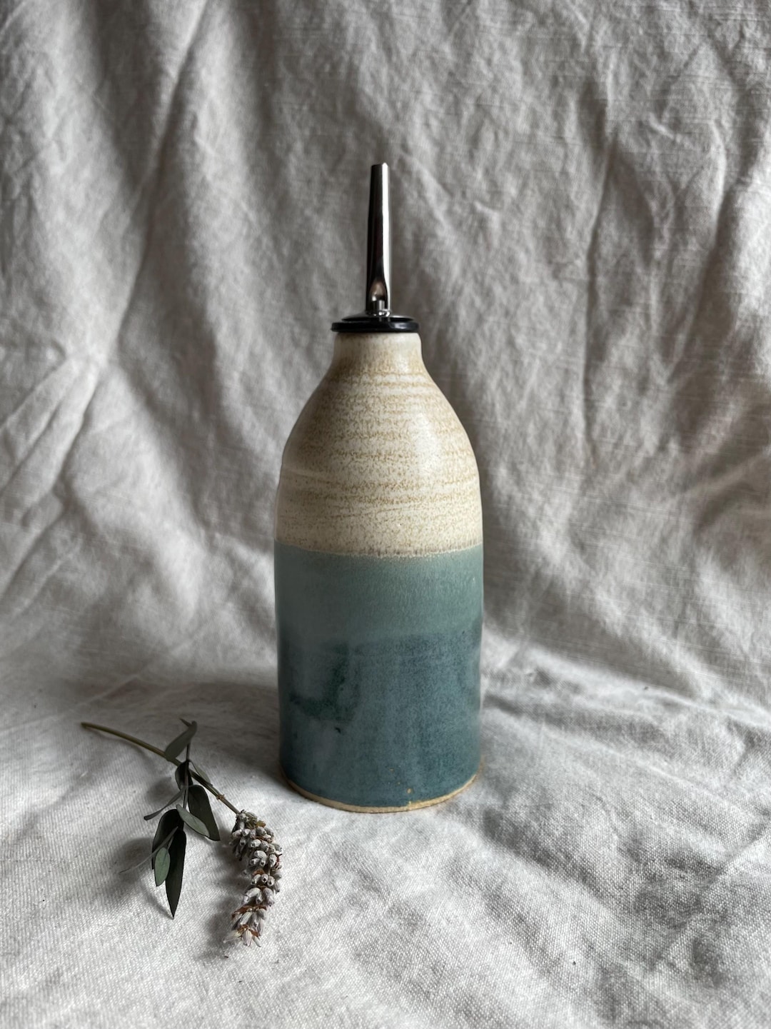 Mountains Ceramic Oil Pourer, 350ml Handmade Bottle, Oil Decanter ...