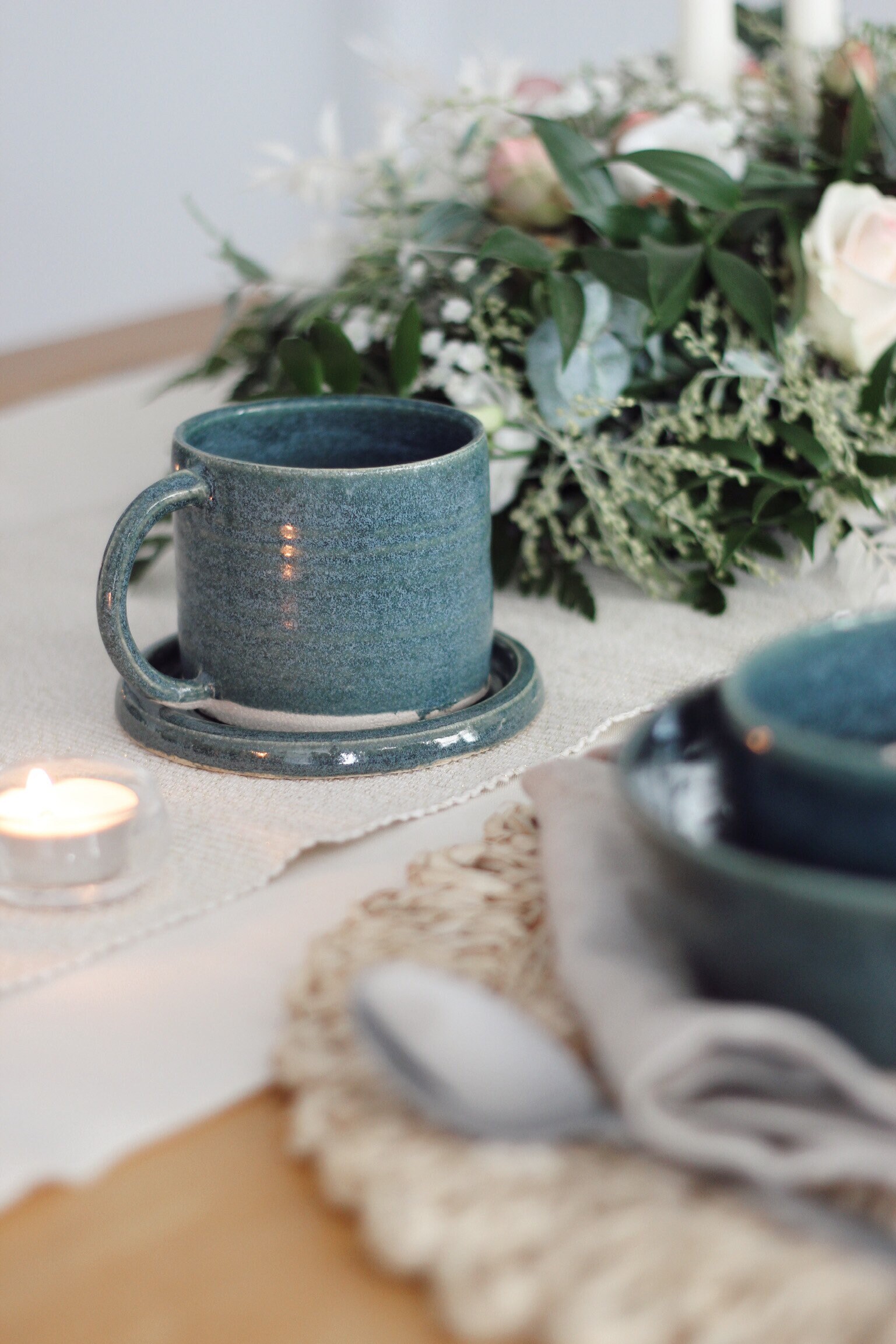 Handmade Ceramic Mug, Deep Green Cup, 400ml Green Mugs, Unique British ...