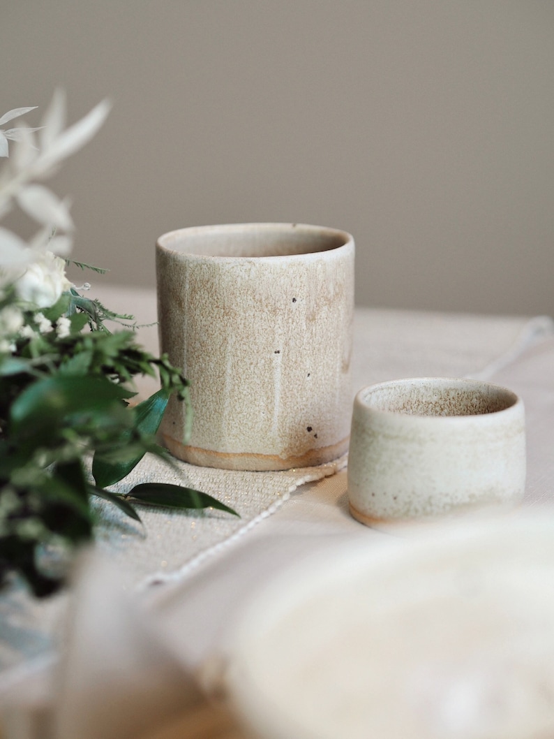 Handmade Ceramic Beaker Cream Glazed Cup Hand Carved Clay - Etsy