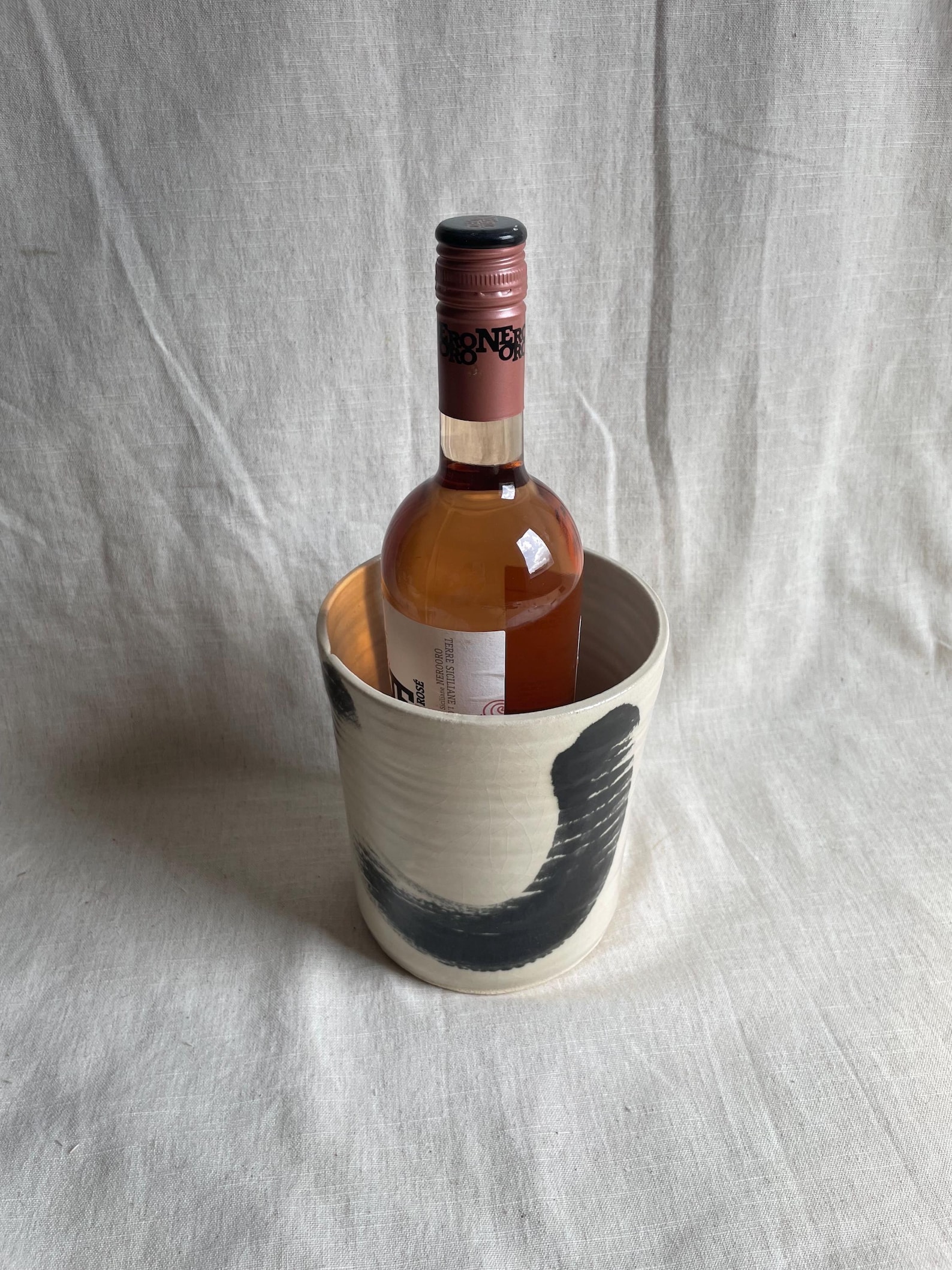 The Maker's Mark Wine Cooler , Handmade Wine Vessel, Black Ceramic ...