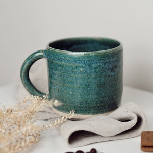 Handmade Ceramic Mug, Deep Green Cup, 400ml Green Mugs, Unique British ...