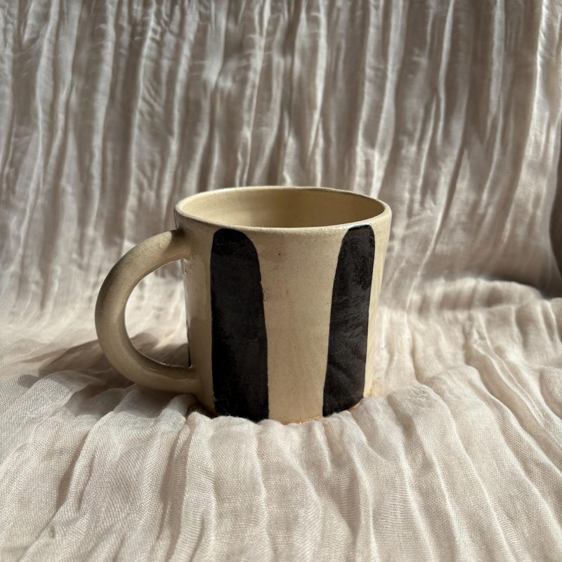 Ceramic Green Stripe Mug - Etsy UK