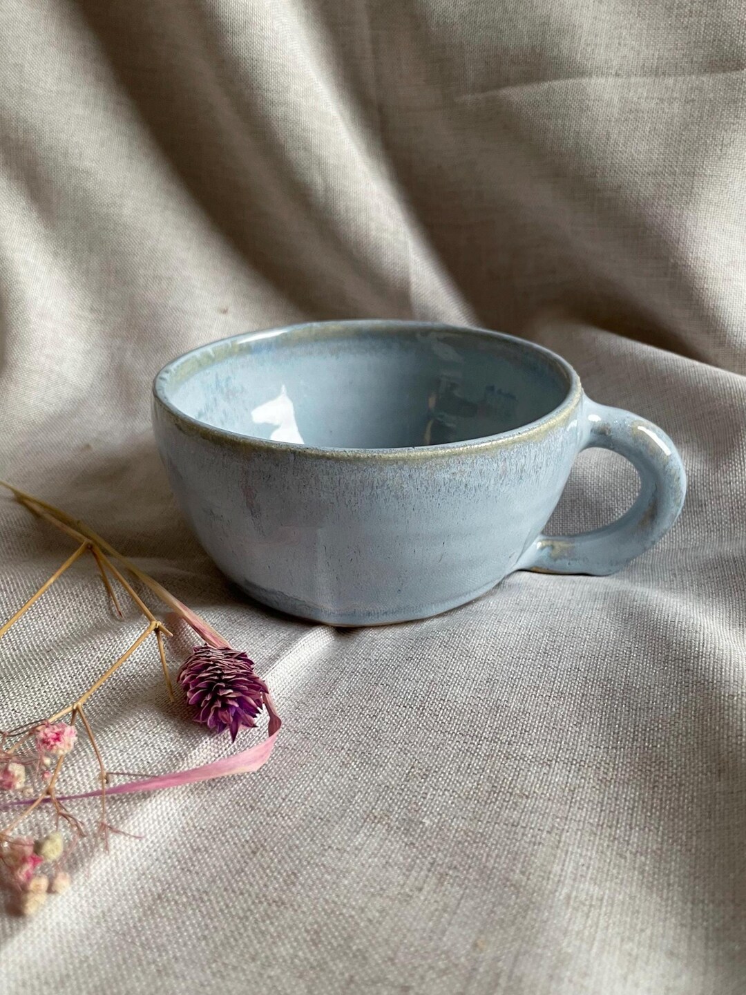 Sky Blue Mug, Blue Glazed Cup, Handmade Cappuccino Mug, 300ml Latte ...