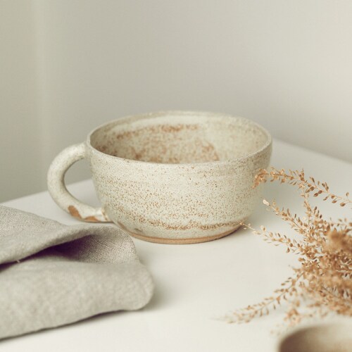 Handmade Ceramic Mug Cream Glazed Cup 400ml Cream Mugs - Etsy