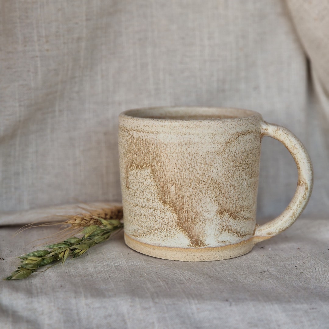 Handmade Ceramic Mug, Cream Glazed Cup, 400ml Cream Mugs, Unique ...