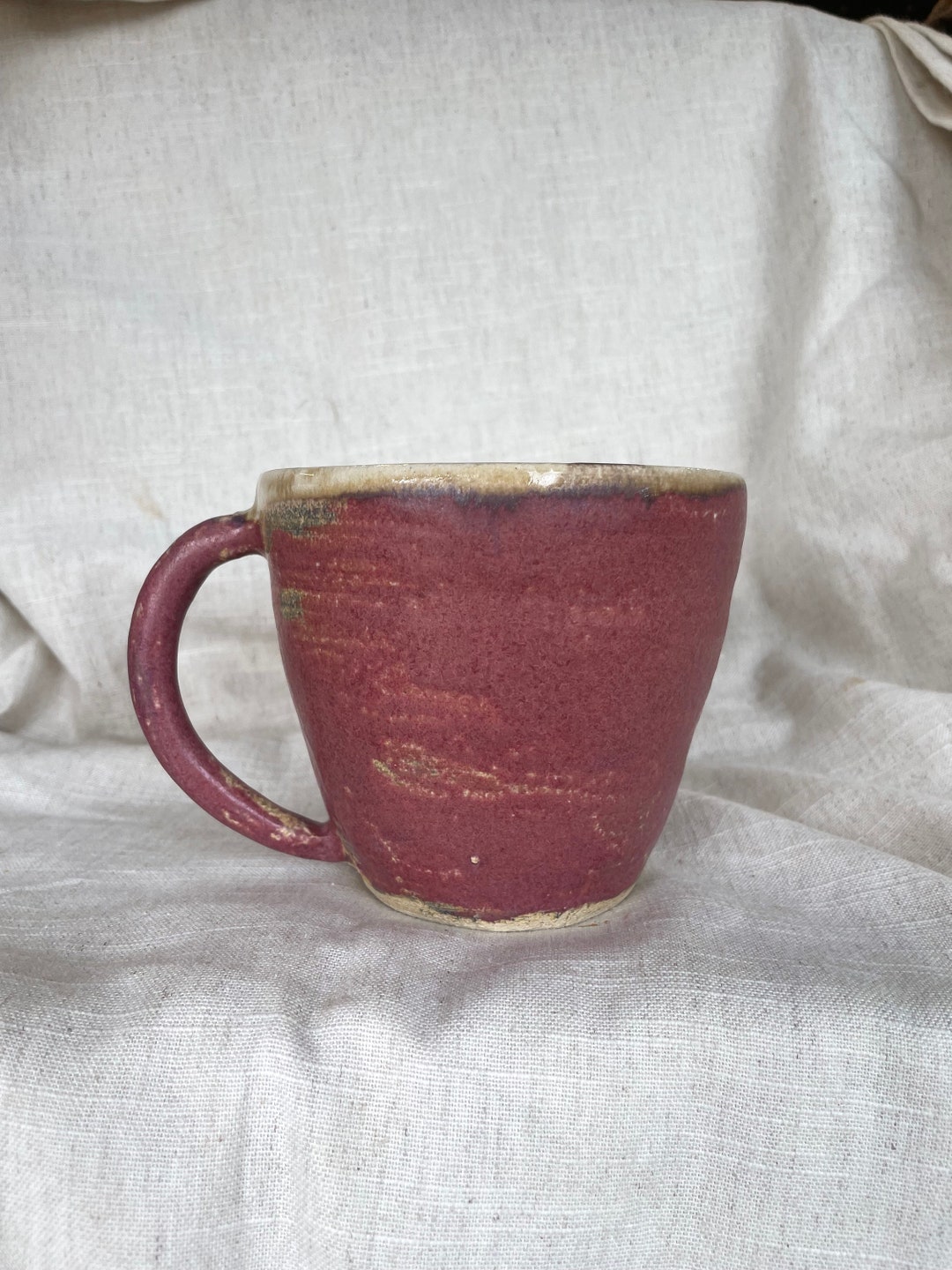 Handmade Ceramic Mug, Dark Pink Cup, 500ml Pink Mugs, Unique British ...