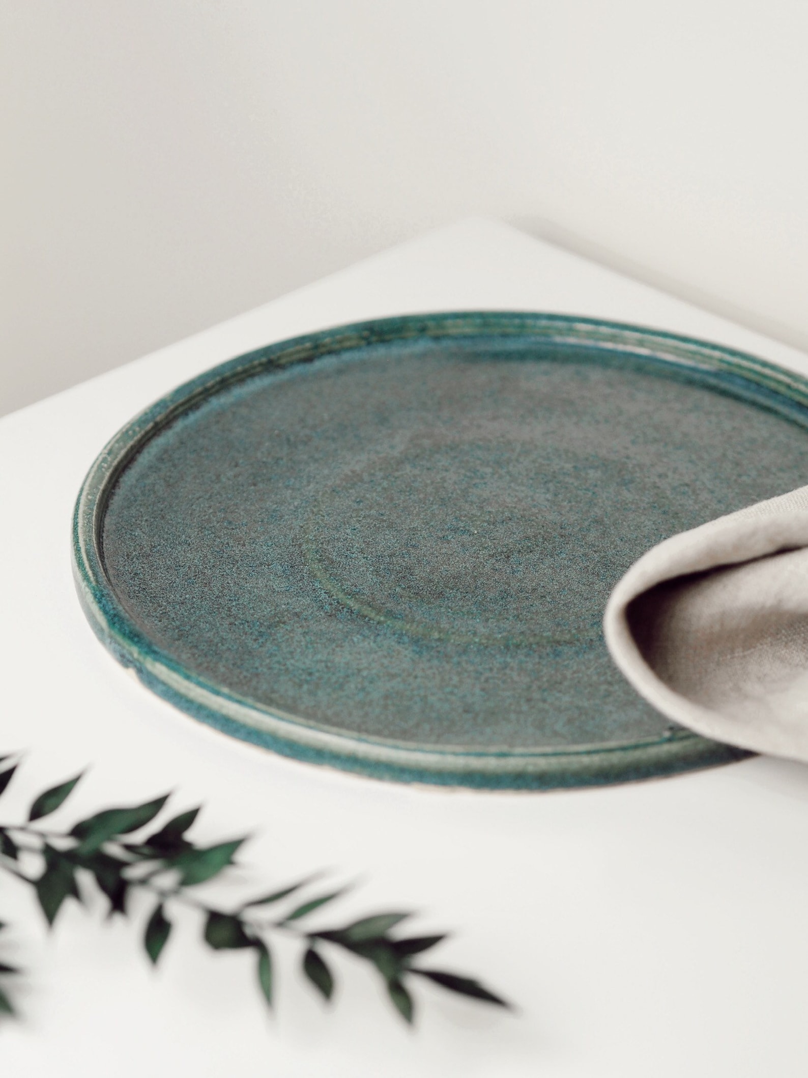 Thrown Ceramic Plates, Handmade Lunch Plate , Unique Green Dining ...