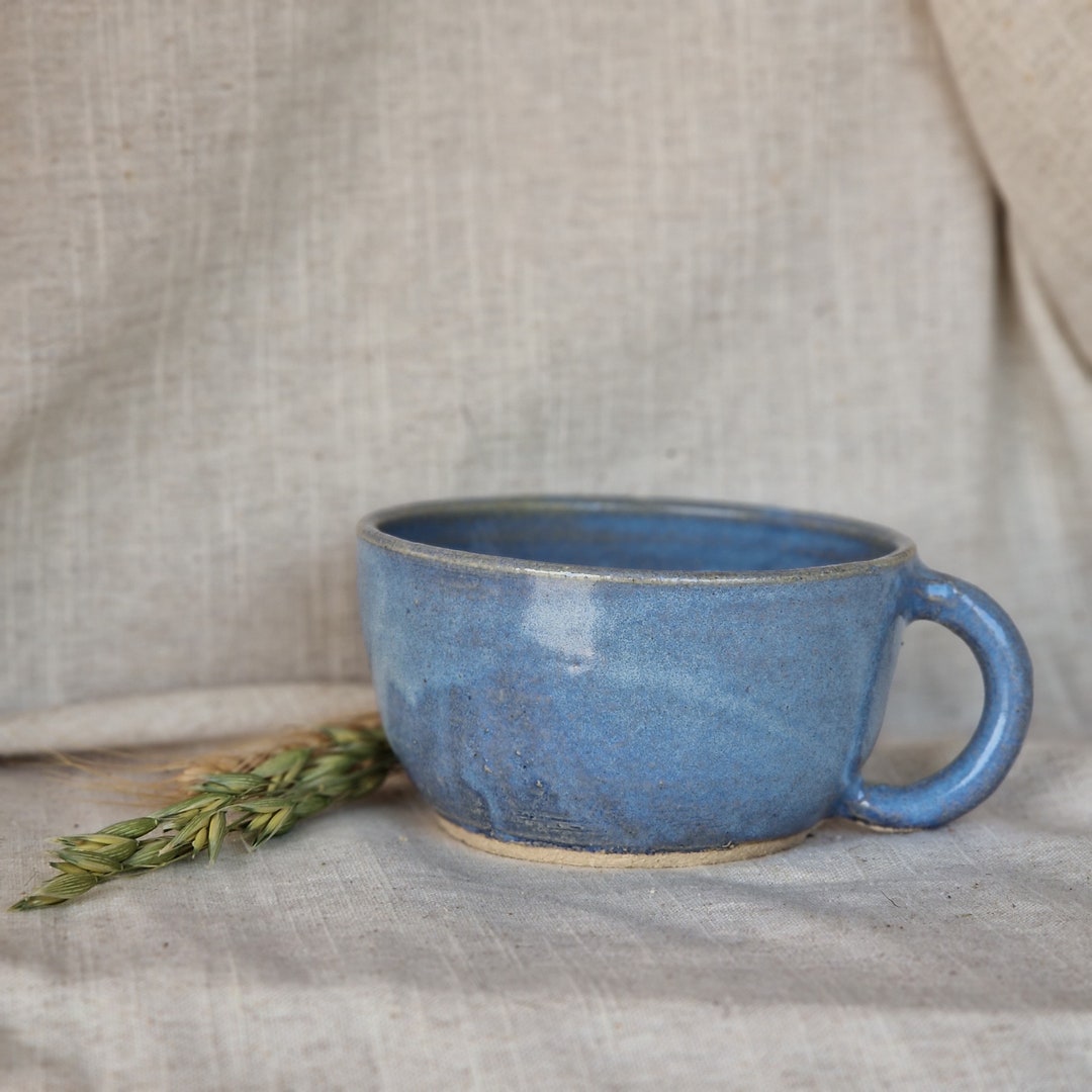 Sky Blue Mug, Blue Glazed Cup, Handmade Cappuccino Mug, 300ml Latte ...