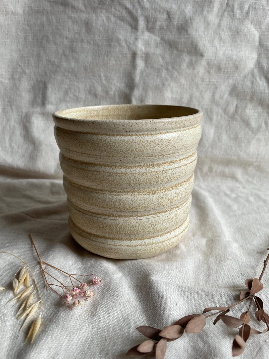Cream Bubble Ceramic Planter, Handmade Glazed Pot, Cream Plant Pot ...