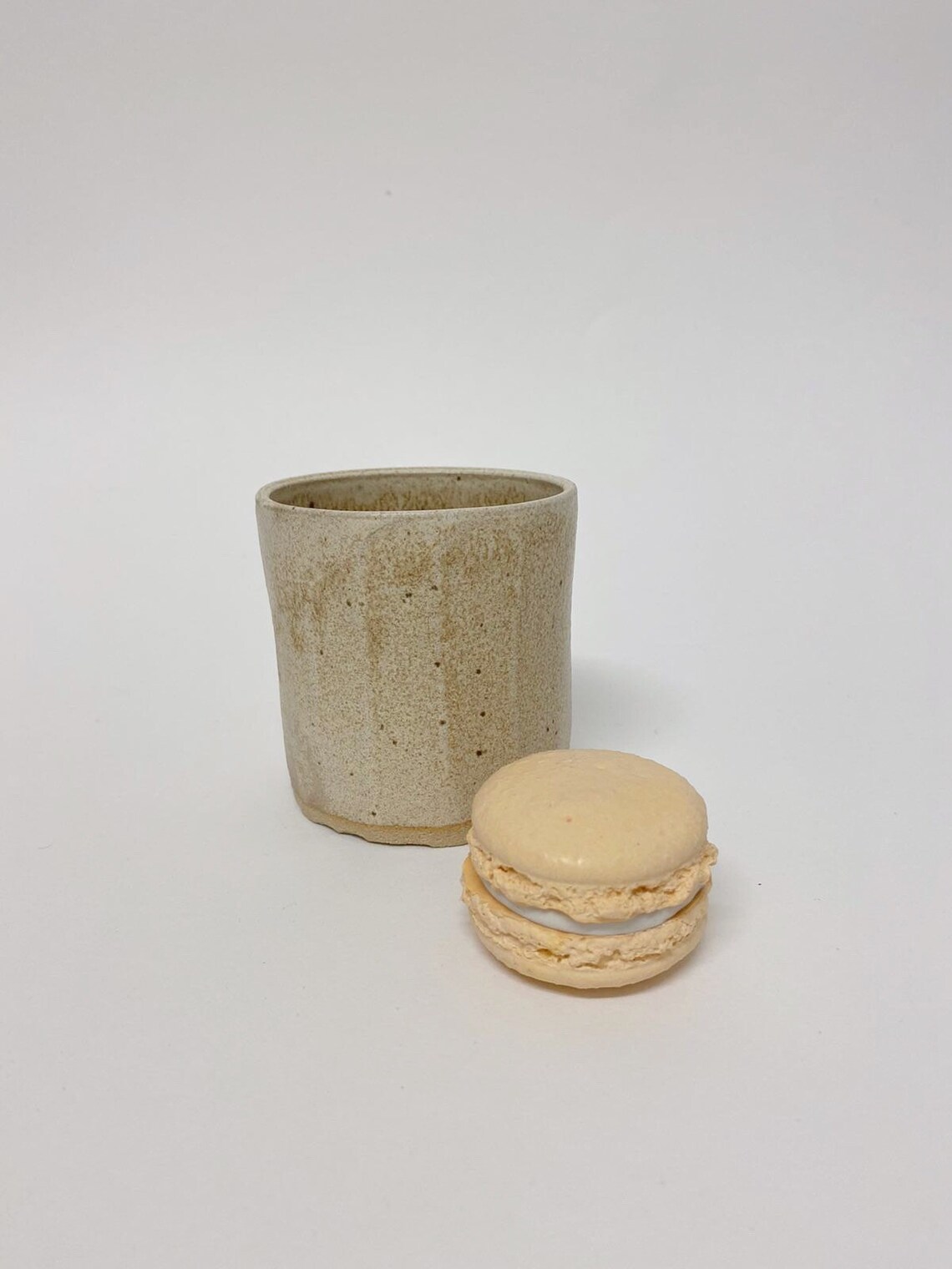 Handmade ceramic beaker Cream glazed cup hand carved clay | Etsy