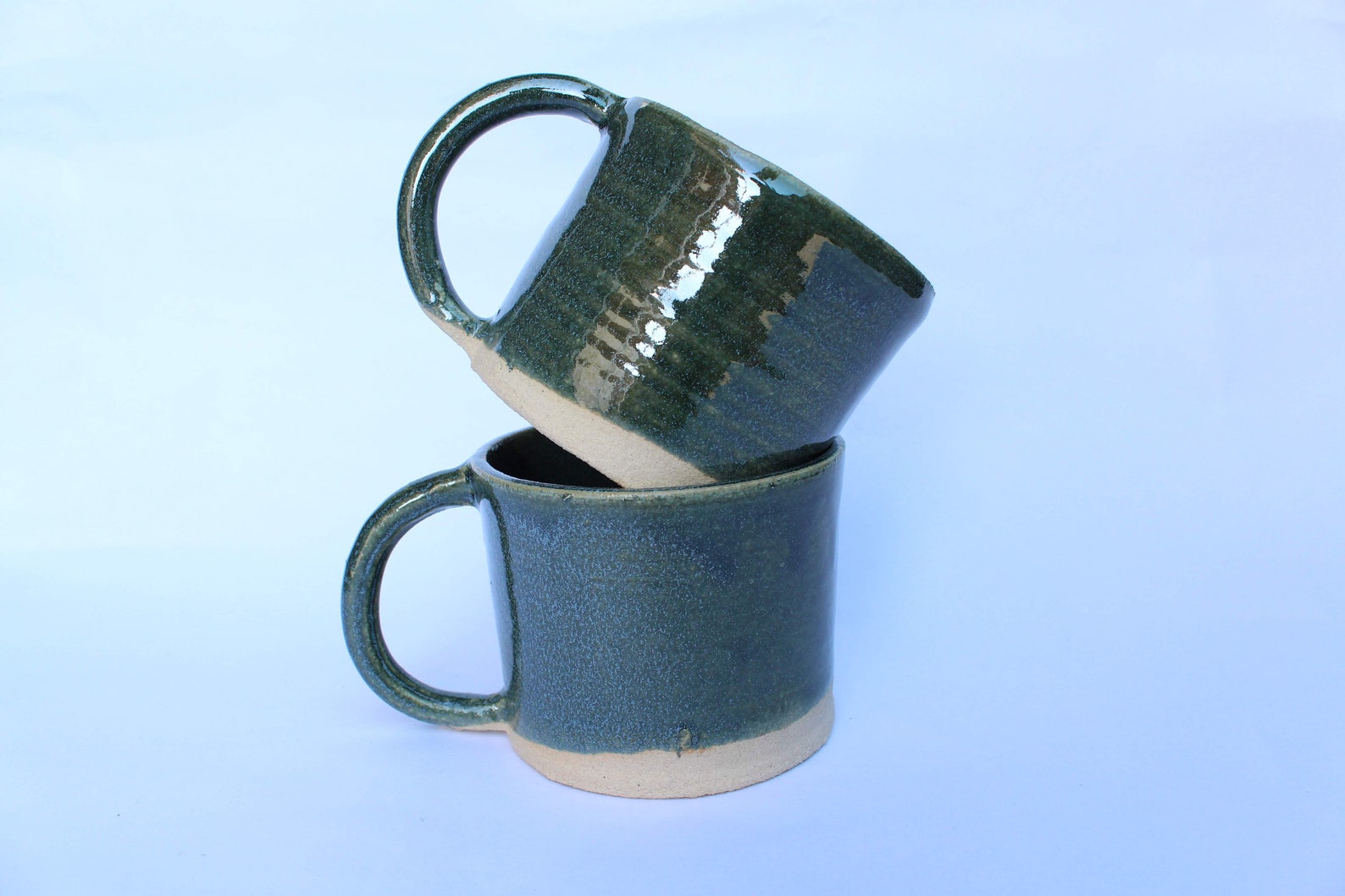 Handmade ceramic mug Deep Green cup 400ml green mugs unique | Etsy